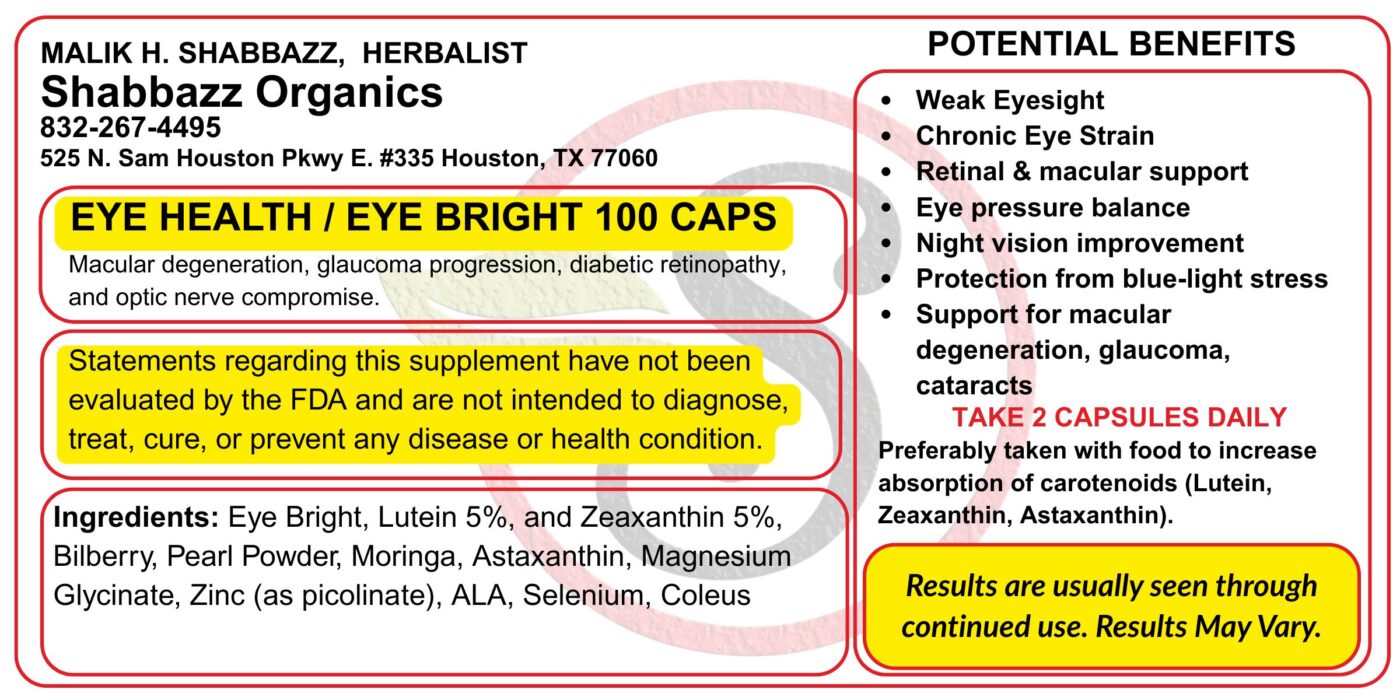 Improved Vision - Eye Health - Shabbazz Organics LLC
