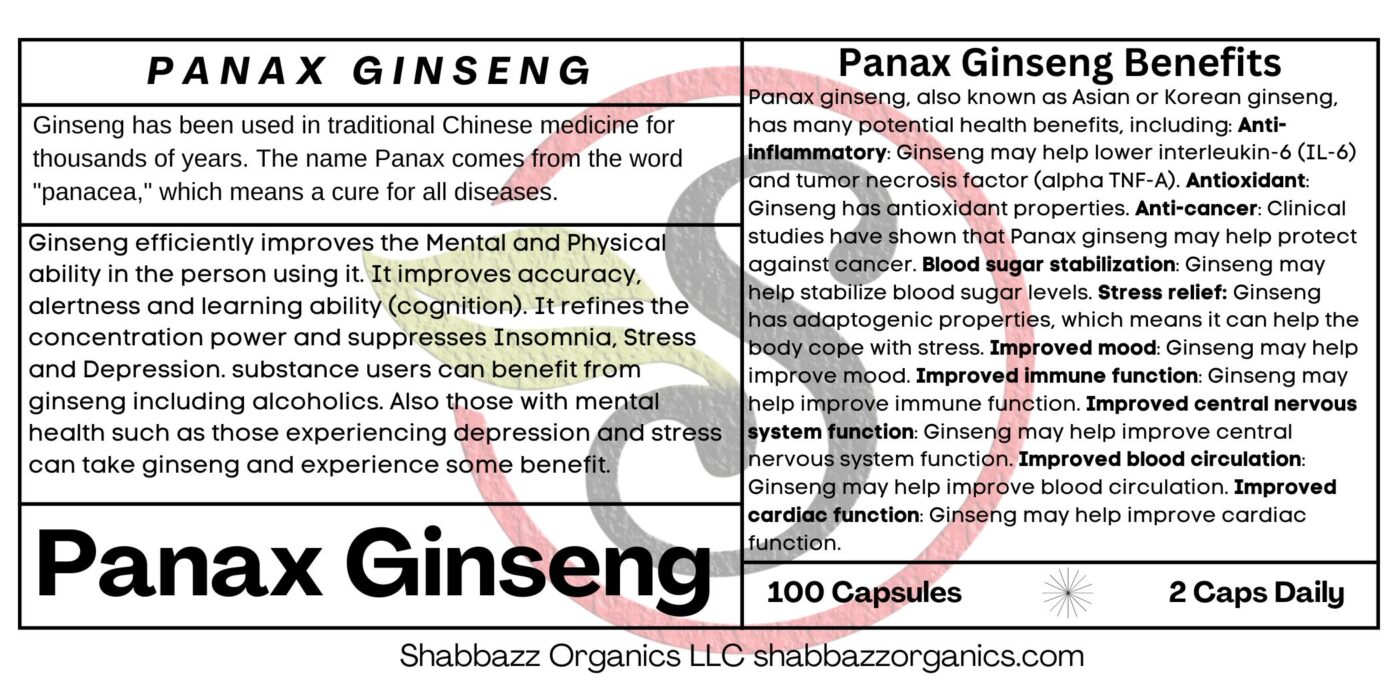 Panax Ginseng - Shabbazz Organics LLC