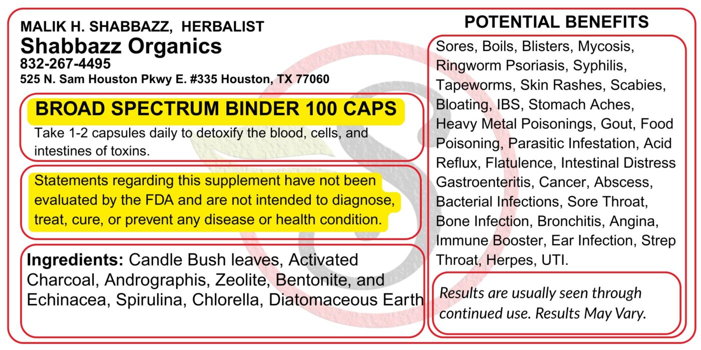 Total Detox Broad Spectrum Binder - Shabbazz Organics LLC